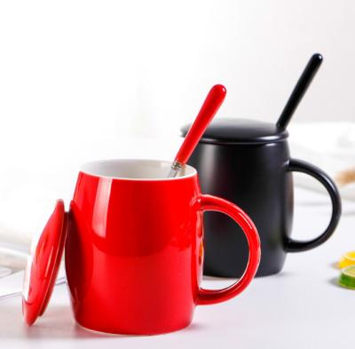China Supplying from Stock Barrel Shaped Drum Shape Ceramic Mug with Spoon and Lid for sale