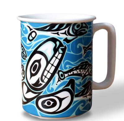 China 2018 wholesale 26oz white sublimation logo printing enamel ceramic mug for sale