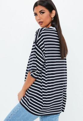 China Oversized Custom Stripe Drop Shoulder T Shirt Printing for sale
