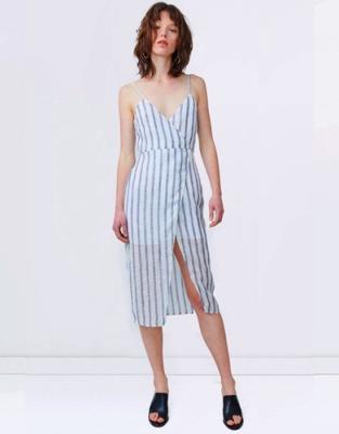 China 2018 Summer Linen Fabric Slip Wrap Dress Ladies for sale
