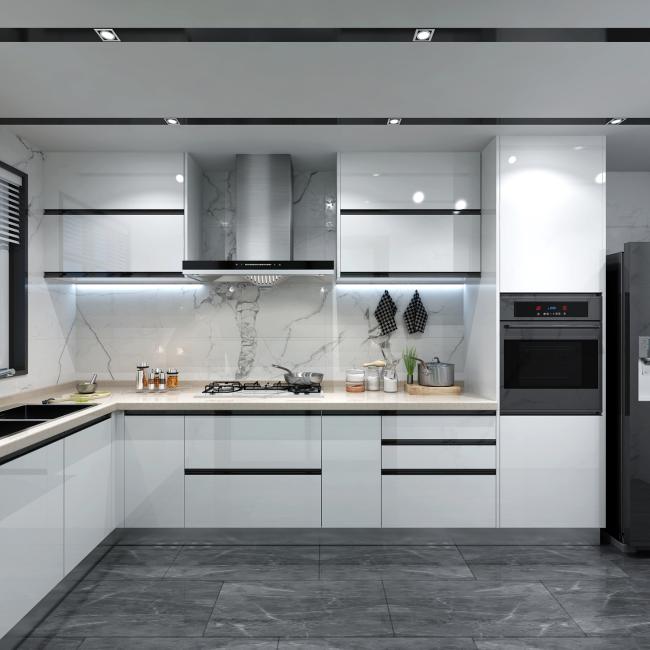 Lacquer finished kitchen cabinet