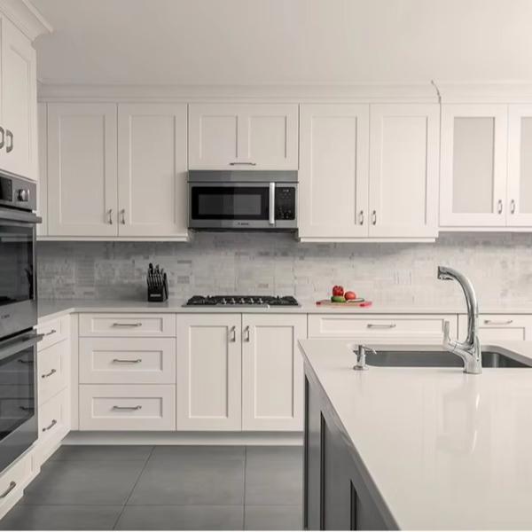 Quality Prefab Kitchen Cabinet Solid Wood Prefabricated Kitchen Cabinets, Customized Pantry PVC Kitchen Cabinet for sale