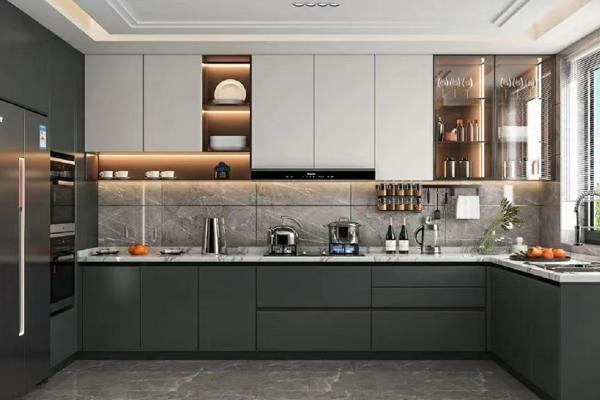 Quality Black Shaker Door Prefab Kitchen Cabinet, Modern Solid Plywood Wood Kitchen Cabinets for sale
