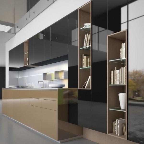 Quality UV High Gloss Lacquer Cabinets PVC Finish Solid Wood Kitchen Cupboards for sale