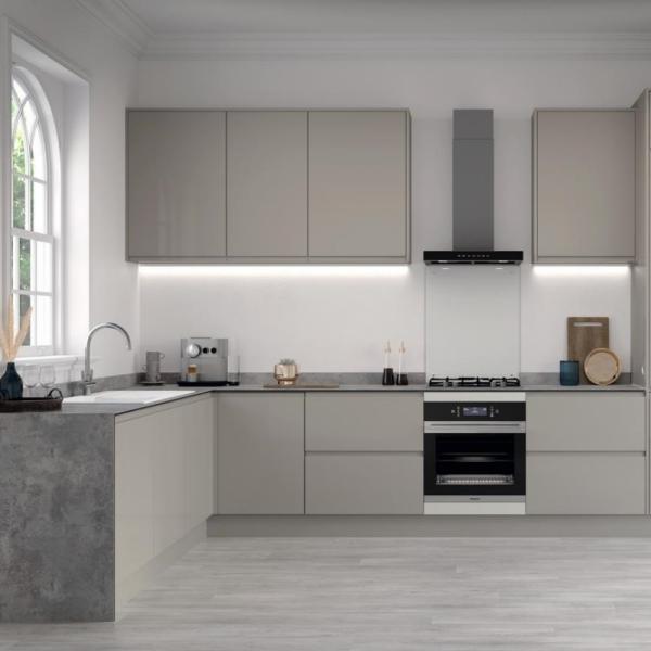Quality UV High Gloss Lacquer Cabinets PVC Finish Solid Wood Kitchen Cupboards for sale