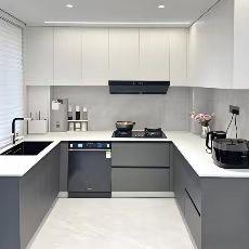China Wholesale White U-Shaped Melamine Wooden Kitchen Cabinets Modern Villa Kitchen Design for sale