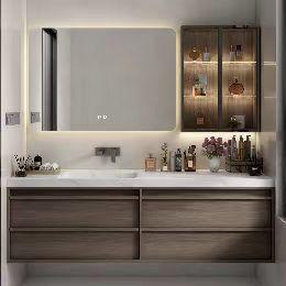 China Modern Waterproof Custom Bathroom Vanity with Mirror and Vanity Top for sale