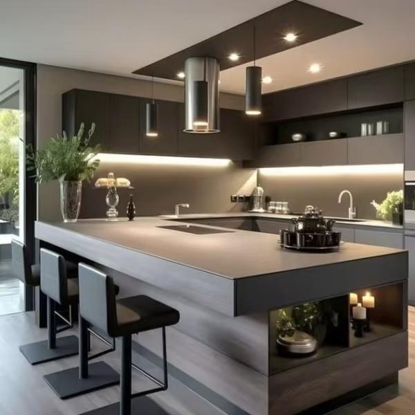Quality Premium Lacquer Kitchen Cabinet with Scratch-Resistant Finish and Reinforced Solid Wood Frame for sale