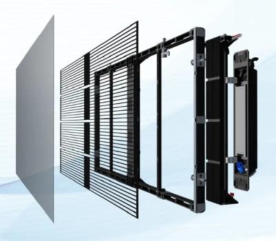China Box Grille Transparent Film Screen Self Adhesive Advertising LED Grille Display for sale