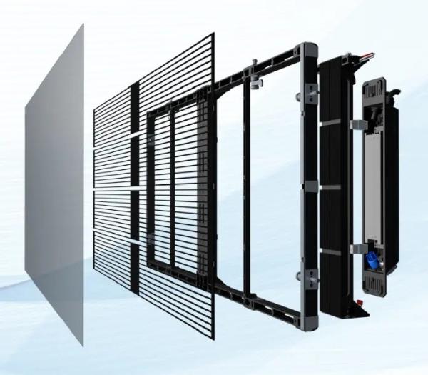Quality Box Grille Transparent Film Screen Self Adhesive Advertising LED Grille Display for sale