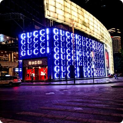 China LED grid screen waterproof transparent pixel screen easy to install intelligent LED Pixel Net Screen for sale
