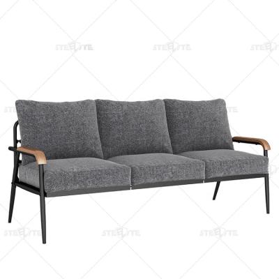 China Modern Outdoor Garden Yard Steel Frame Armchair Sofa Sets With Cushions for sale