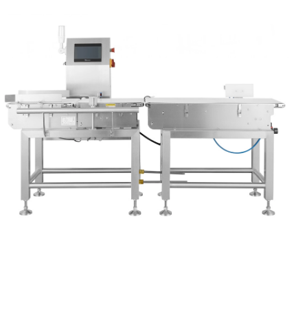 Industrial checkweigher system for food and pharmaceutical applications