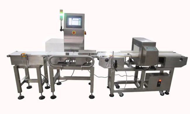 Automated checkweighing system in industrial setting