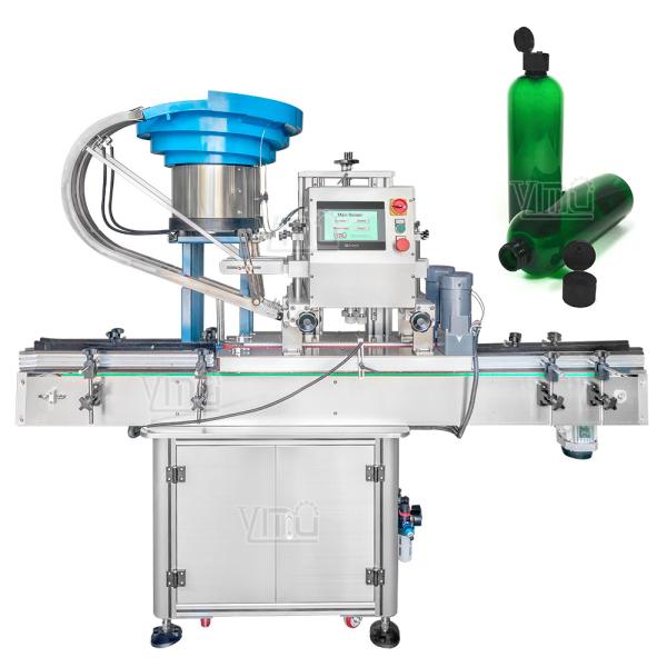 YIMU CM140 Shampoo automático para animais de estimação garrafa 4 rodas Capper Pressing parafuso máquina de tampa com alimentador de tampa vibrante