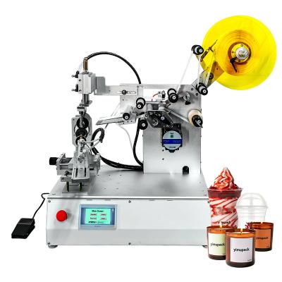 China Semi Automatic Labeling Machine Desktop U Shaped Conical Cups Label Application Machine with Sticker Dispenser Machine for sale