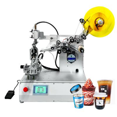 China Semi Automatic Coffee Ice Cream Transparent Conical Cups Labeler Machine Multi-function Packaging Machines for sale