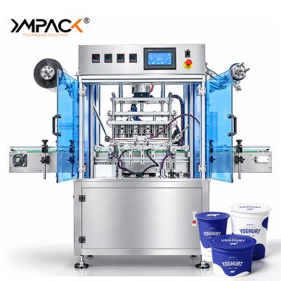 China Automatic Aluminum Foil Sealing Machine Plastic Bucket 1L 3L Sealing Machine Cream Nut Chocolate Paste Can Machine Sealing for sale