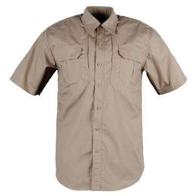 Cina Color grigio bottone in giù camicia da lavoro a manica corta 100% cotone camicia da lavoro nera per uomini in vendita