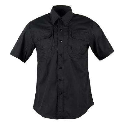 Cina Color grigio bottone in giù camicia da lavoro a manica corta 100% cotone camicia da lavoro nera per uomini in vendita