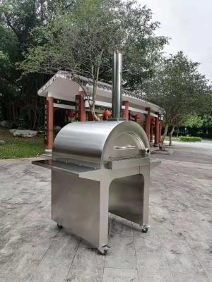 China Oven van de Pizzaoven brush outdoor stainless pizza van het 4 wielenroestvrije staal de Hout In brand gestoken Te koop