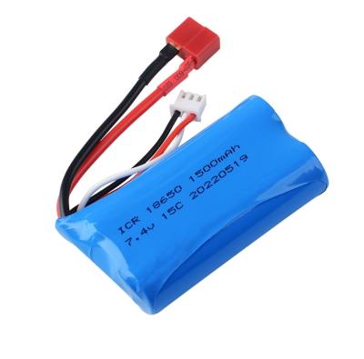 China High Rate Round 18650 Battery  7.4V Massager Lithium Pack 2S Series Full Capacity 1500mAh 15C For RC Remote Car Boat for sale