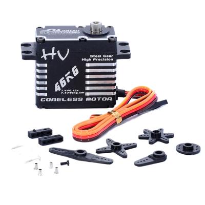 China JX Servo CLS-HV7346MG 46KG HV Waterproof Steel Gear Full Aluminium Digital Coreless RC Boat Parts Motors for sale