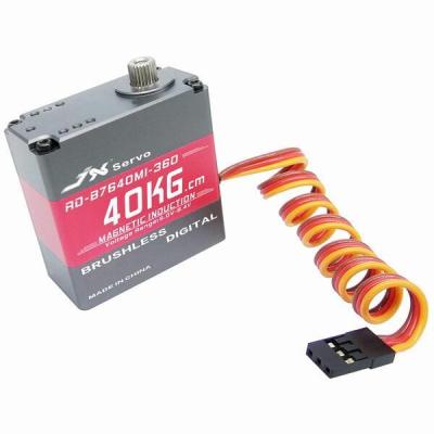 China New JX RD-B7640MI-360 40kg.cm Brushless 360 Magnetic Sensing Induction CNC Aluminum Hulls Structure Two-axis Metal Steering for sale