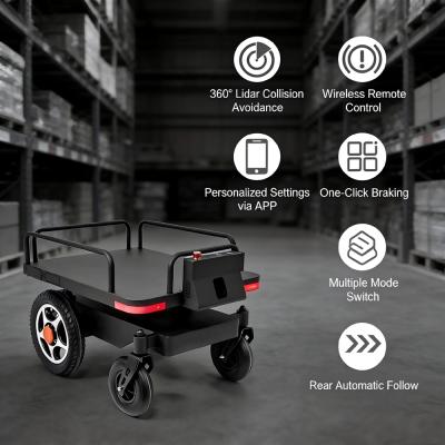 China Foxtech Robot Folo 100 kg Flat Mobile 4 Wheels Steel Drive Cart Platform Trolley for sale