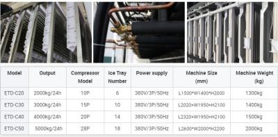 China Industriële op maat gemaakte kubus-ijsmakers 1-20 ton capaciteit Perfect voor grootschalige productie Te koop
