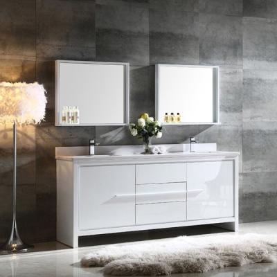 China American style double basins solid wood chinese modern bathroom vanity for sale