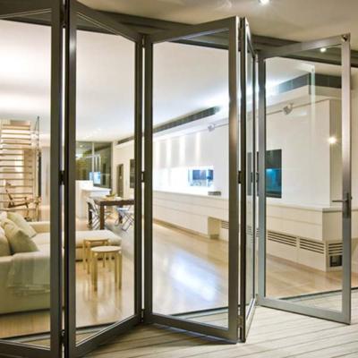 China Insulated exterior frameless glass folding screen door for restaurant aluminium door and window for sale