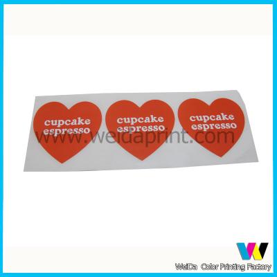 China Impressão feita sob encomenda da etiqueta do projeto colorido de Heartshape para a promoção de empacotamento do queque à venda