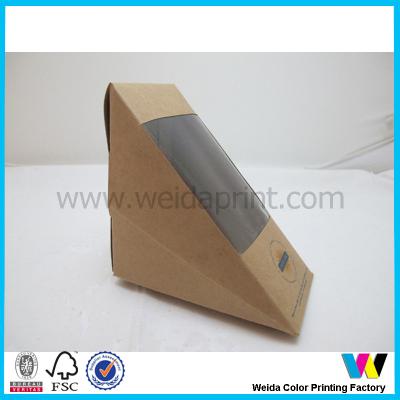 Cina Contenitori di alimento del cartone del contenitore di carta di panino di Brown Kraft con la finestra del PVC in vendita