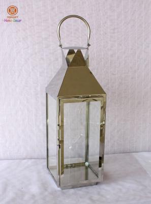 China Square Metal frame outdoor Decoration stainless steel lanterns for candles for sale