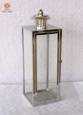 China Grid storm decoration stainless steel lanterns for outside garden candles for sale