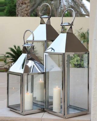 China Modern decorative Metal hanging Stainless Steel Lanterns For hotel for sale