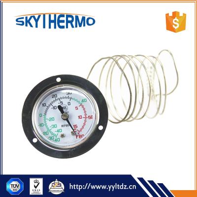 China high quality stainless steel flange small round boiler  industrial thermometer with capillary tube for sale
