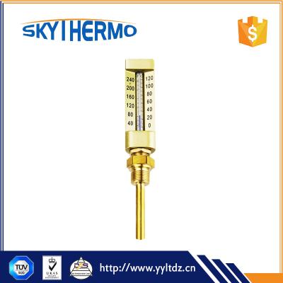 China blue or red line v shape marine golden galvanized boat brass thermometer for sale