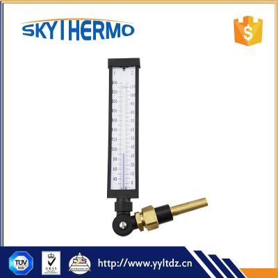 China industrial marine use metal case adjustable v shaped machine thermometer with glass tube for sale