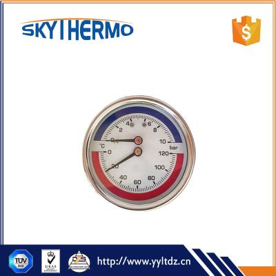 China 2.5inch Black  Steel case Thermomanometer Pressure And Temperature gauge Back connection for sale