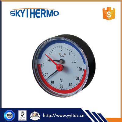China D80mm Dual purpose back connection thermo-pressure gauge thermomanometer pressure and temperature for sale