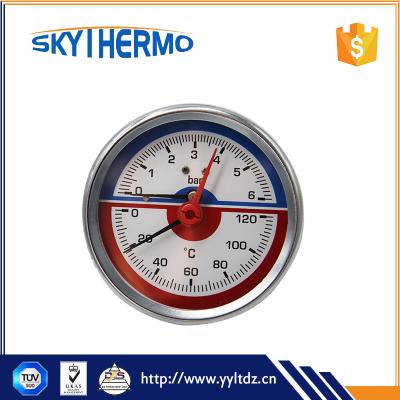 China D80mm Back entry thermometer and pressure gauge thermomanometer with red pointer for sale