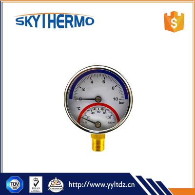 China D63mm Black Steel Thermomanometer 0-120C with bottom connection Pressure temperature gauge for sale