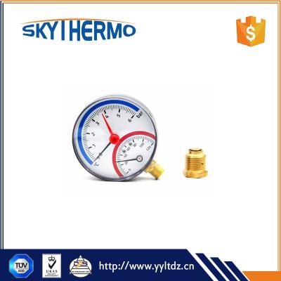 China D80mm bottom connection plastic case thermomanometer measuring temperature and pressure for sale