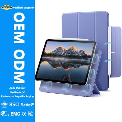China Strong Magnetic Tri-Fold Smart Case for iPad Double-Sided Leather Cover with Auto Wake Sleep Slim Protective Folio for sale