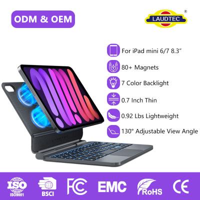 China Magnetic Floating Keyboard Case for iPad Mini 6/7 8.3 Inch with Multi-Touch Trackpad 7-Color Backlit Bluetooth Wireless Case for sale
