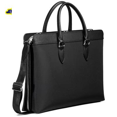 China Custom Logo Slim Business Briefcase 12 Inch Waterproof Nylon Laptop Handbag with Strap Portable Office Document Bag for sale