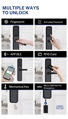 China Tuya Smart Door Lock with Fingerprint Face Recognition WiFi Bluetooth for sale