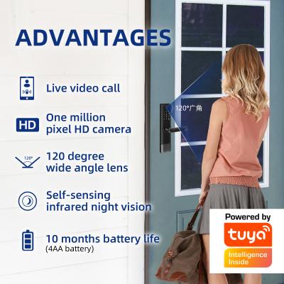 China Tuya Smart Door Lock with Camera WiFi Bluetooth Fingerprint Access for sale